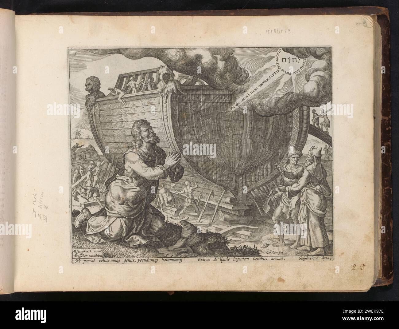 God is wearing Noah on the Ark, 1646 print On the left in the ...