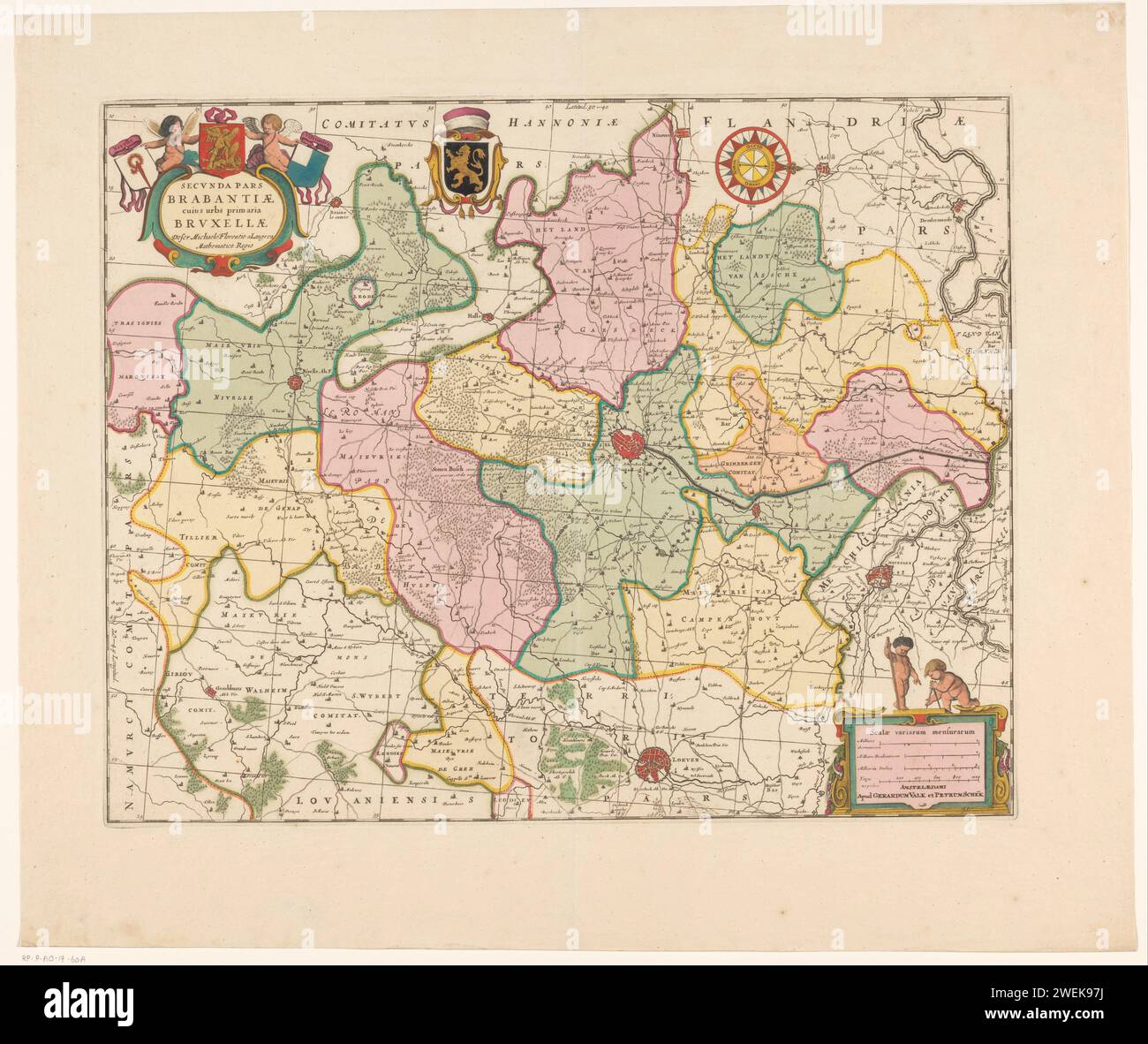 Map of the quarter of Brussels, part of the Duchy of Brabant, Anonymous, 1680 - 1711 print Map ...