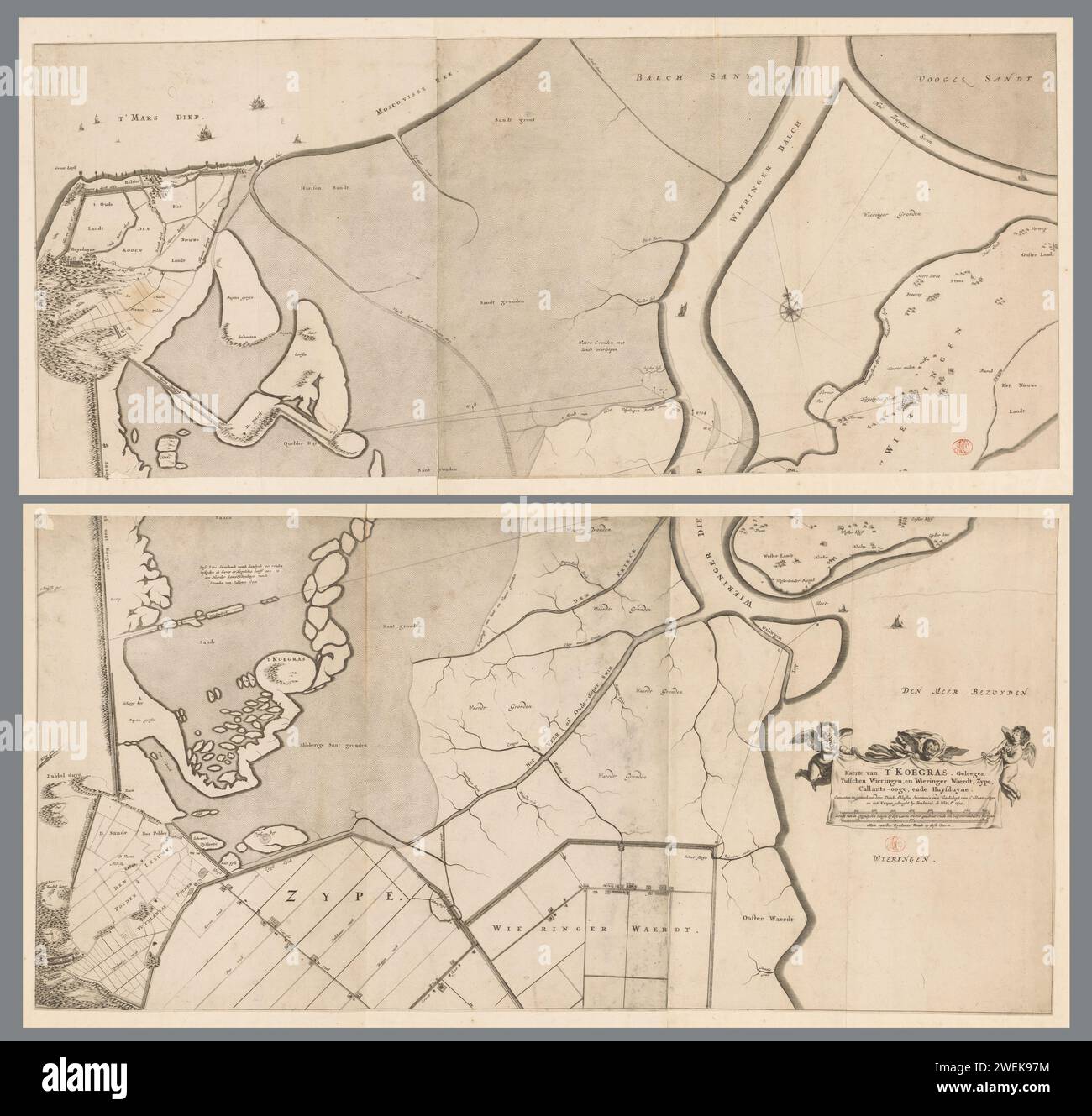 Map of the polder Het Koegras, consisting of two parts, Frederik de Wit ...