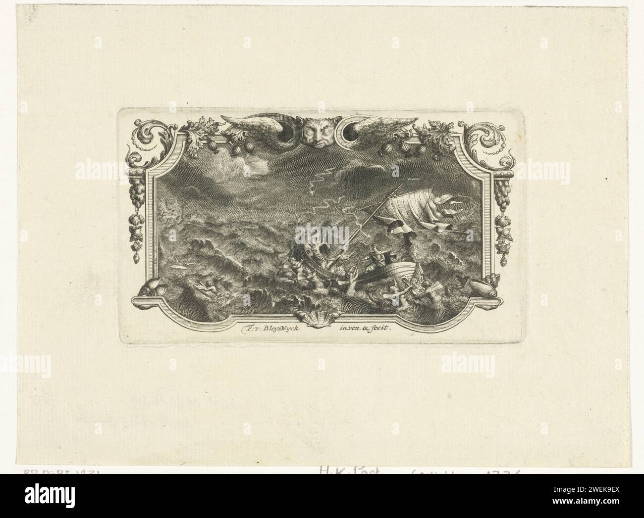 Ship with male and women during storm at sea and lure mermaids ...