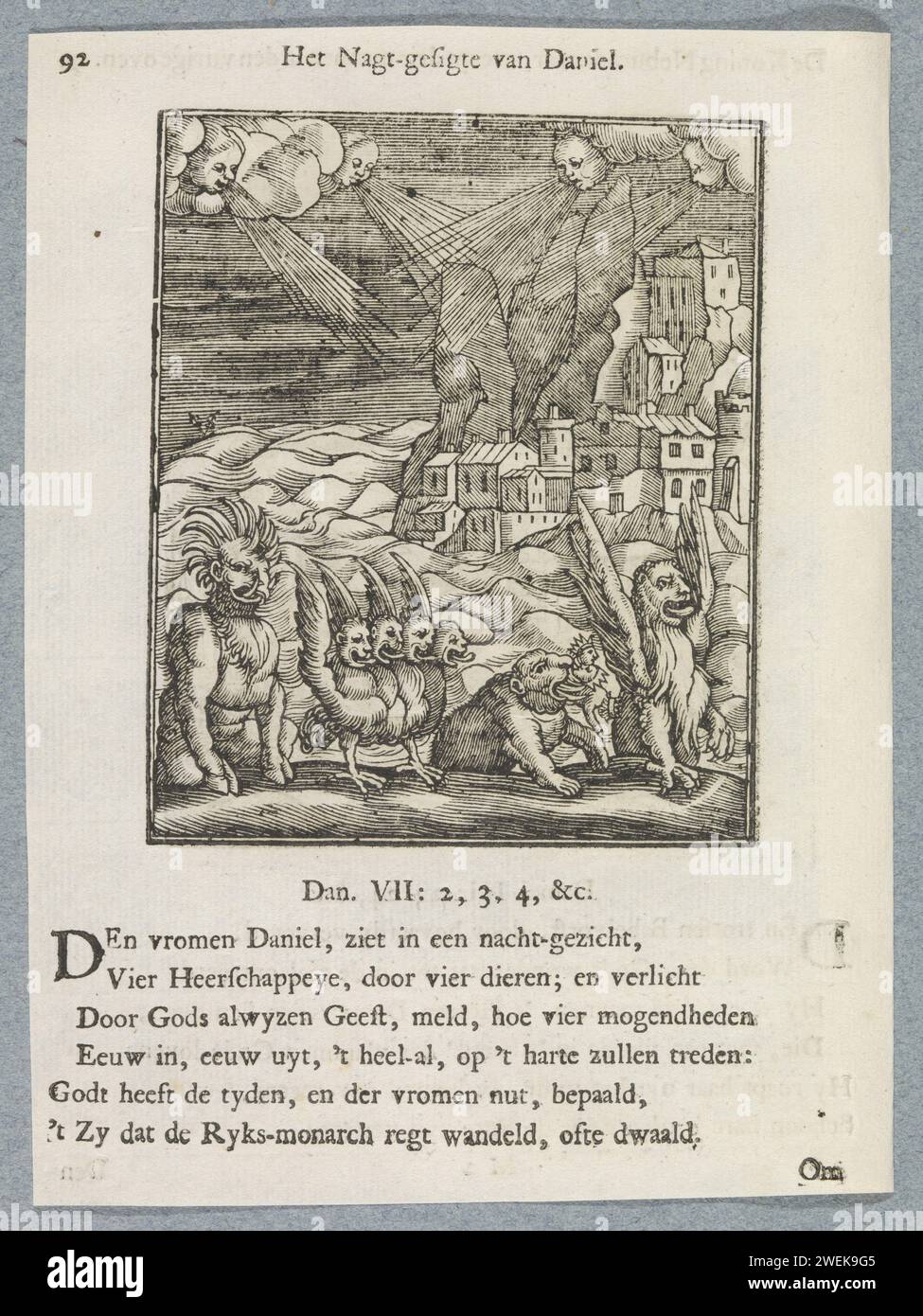 Vision of Daniël van de Vier Beasts, 1740 print Daniël's vision of four ...