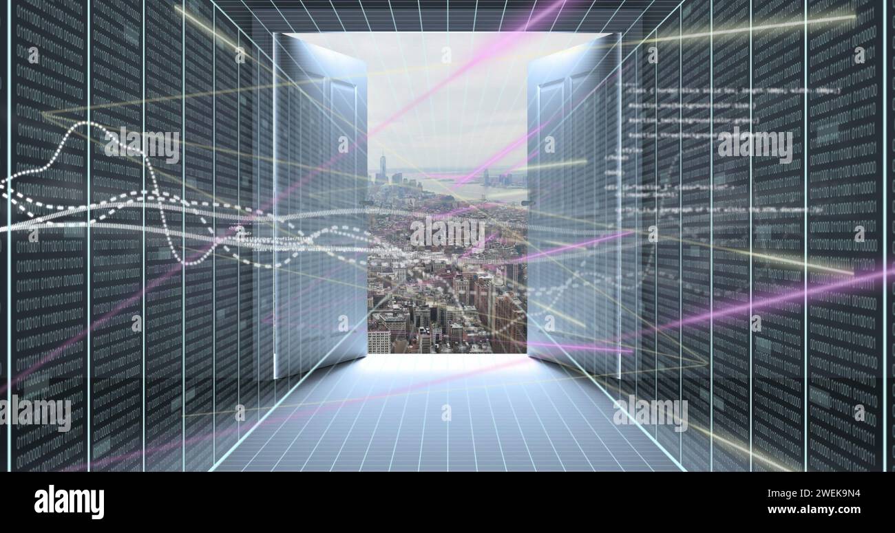 Image of financial data processing over cityscape Stock Photo - Alamy