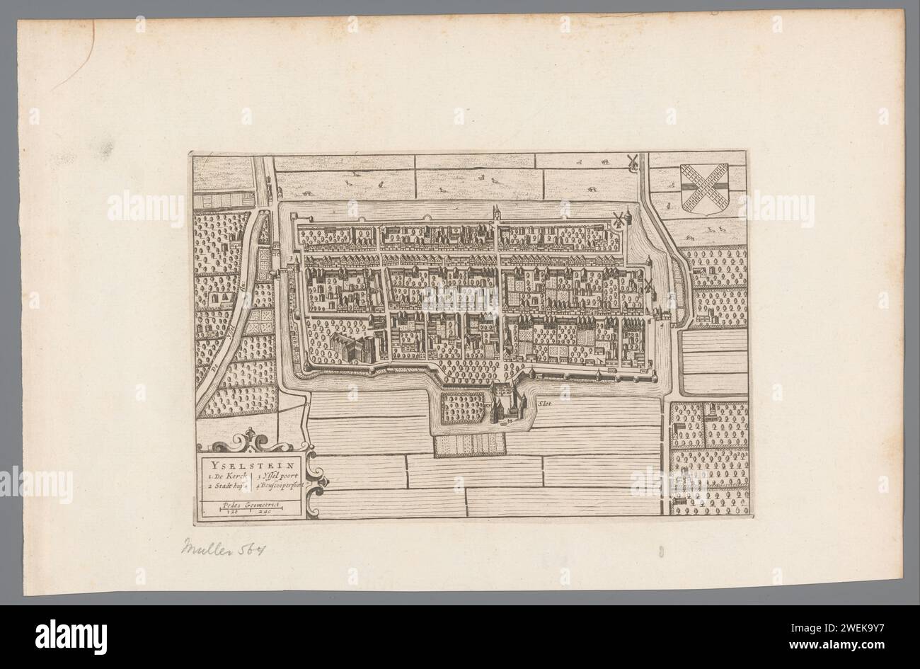 Map of IJsselstein, Anonymous, 1632 print paper etching maps of cities ...