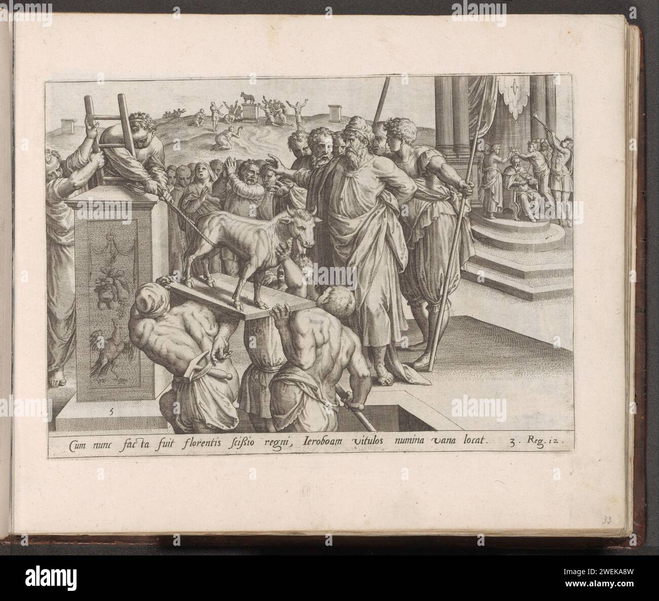 Jerobeam has two golden bull calves set up, 1579 print Under the ...