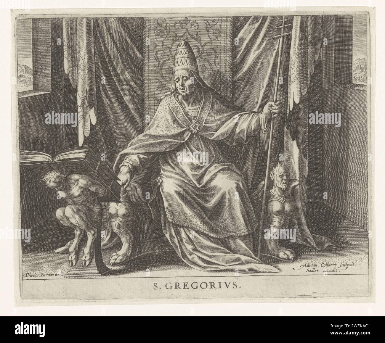 Church father Gregorius, c. 1570 - c. 1590 print H. Gregorius, reading ...