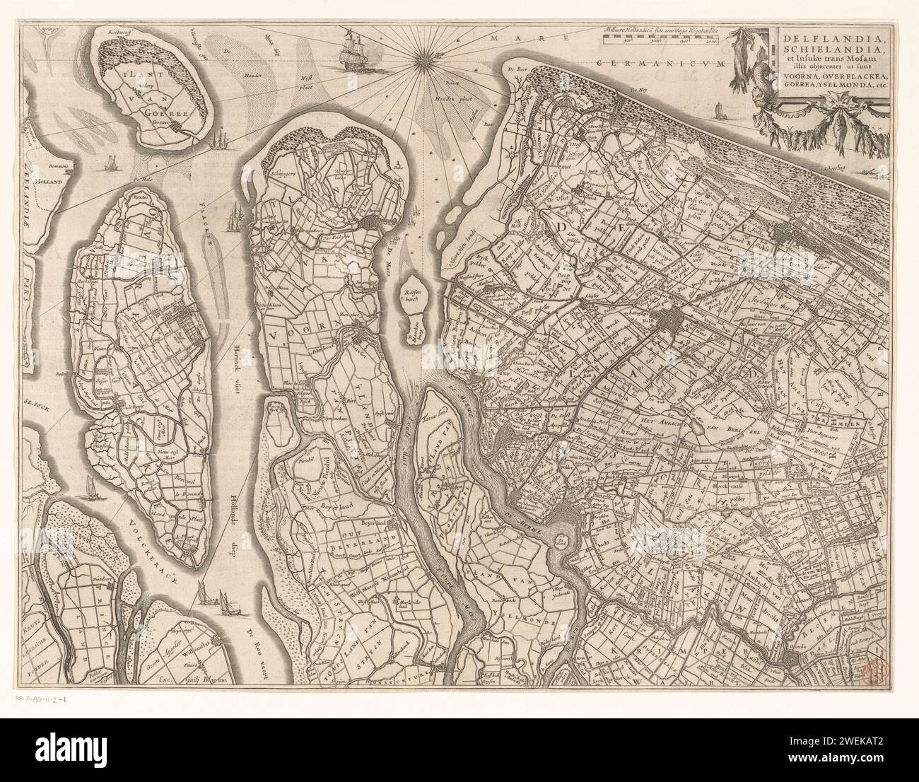 Map of Delfland, Schieland and the South Holland Islands, Anonymous, 1662 print Map of Delfland ...