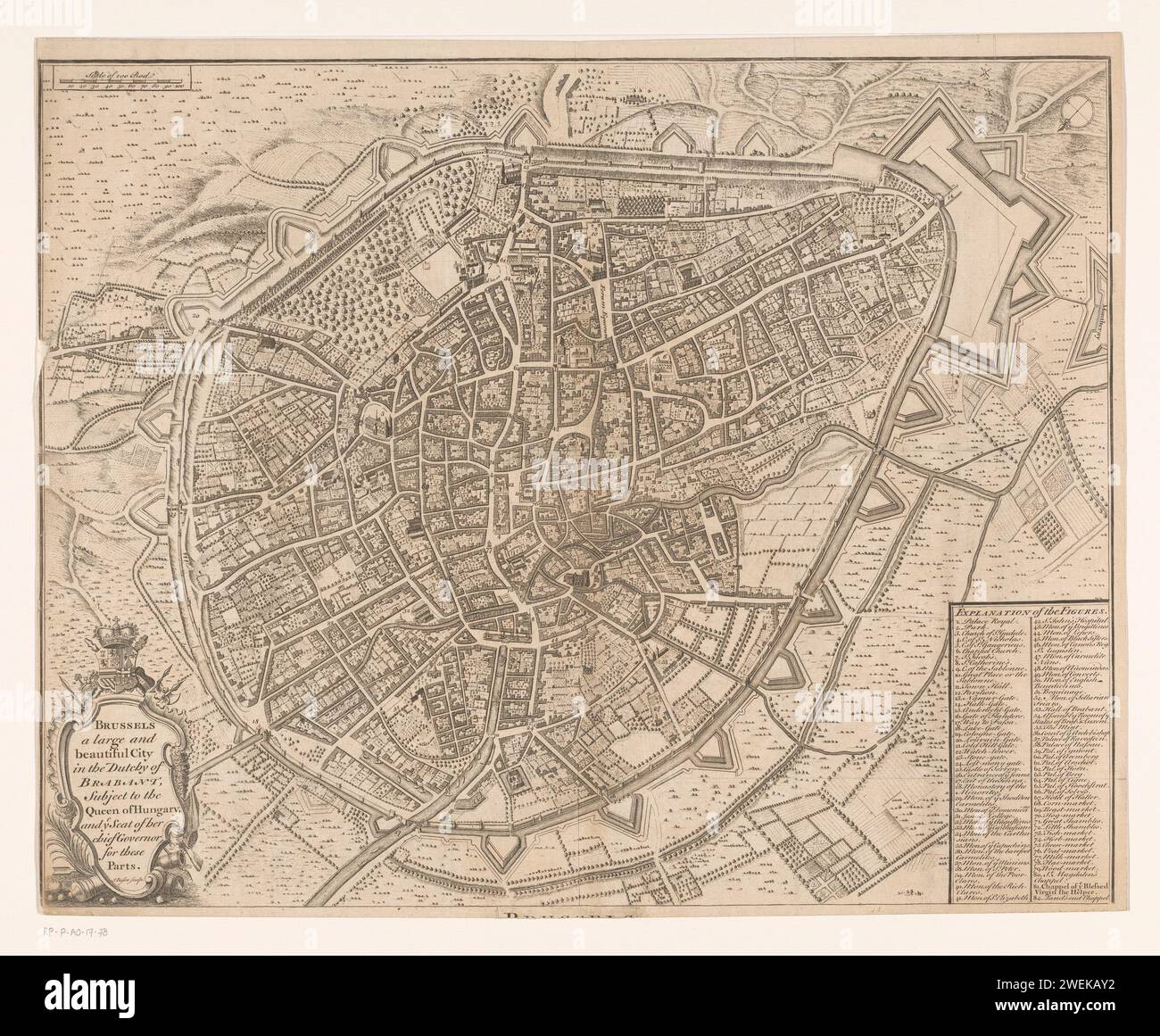 Map of Brussels, Isaac Basire, 1751 - 1762 print Map of Brussels with ...