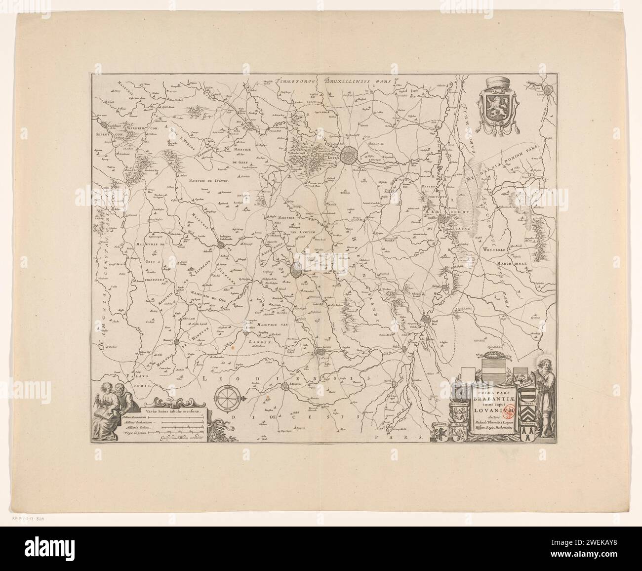 Map of the Kwartier van Leuven, part of the Duchy of Brabant, Anonymous ...