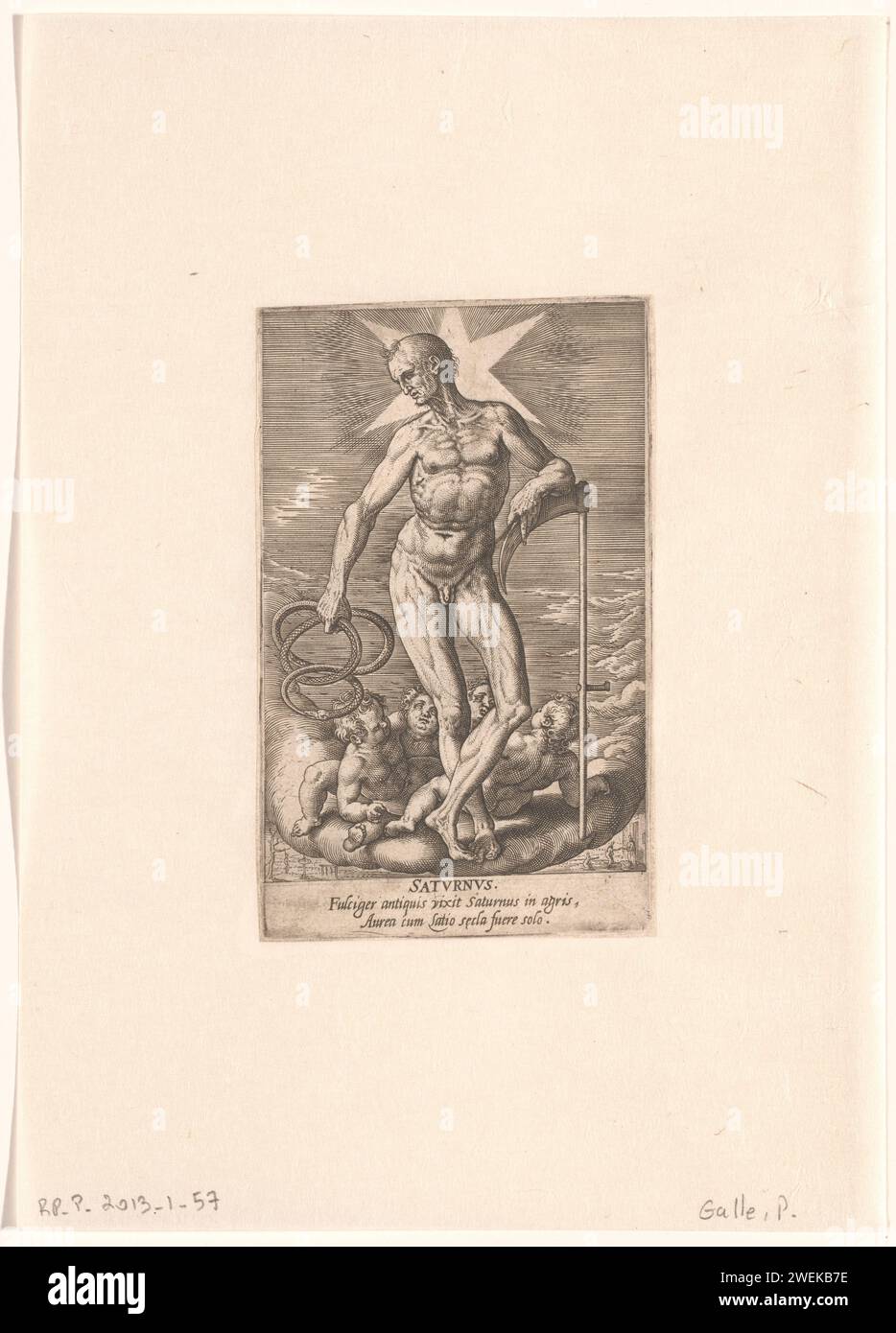 Saturn, Philips Galle, 1581 print Saturn with his scythe and the snake ...