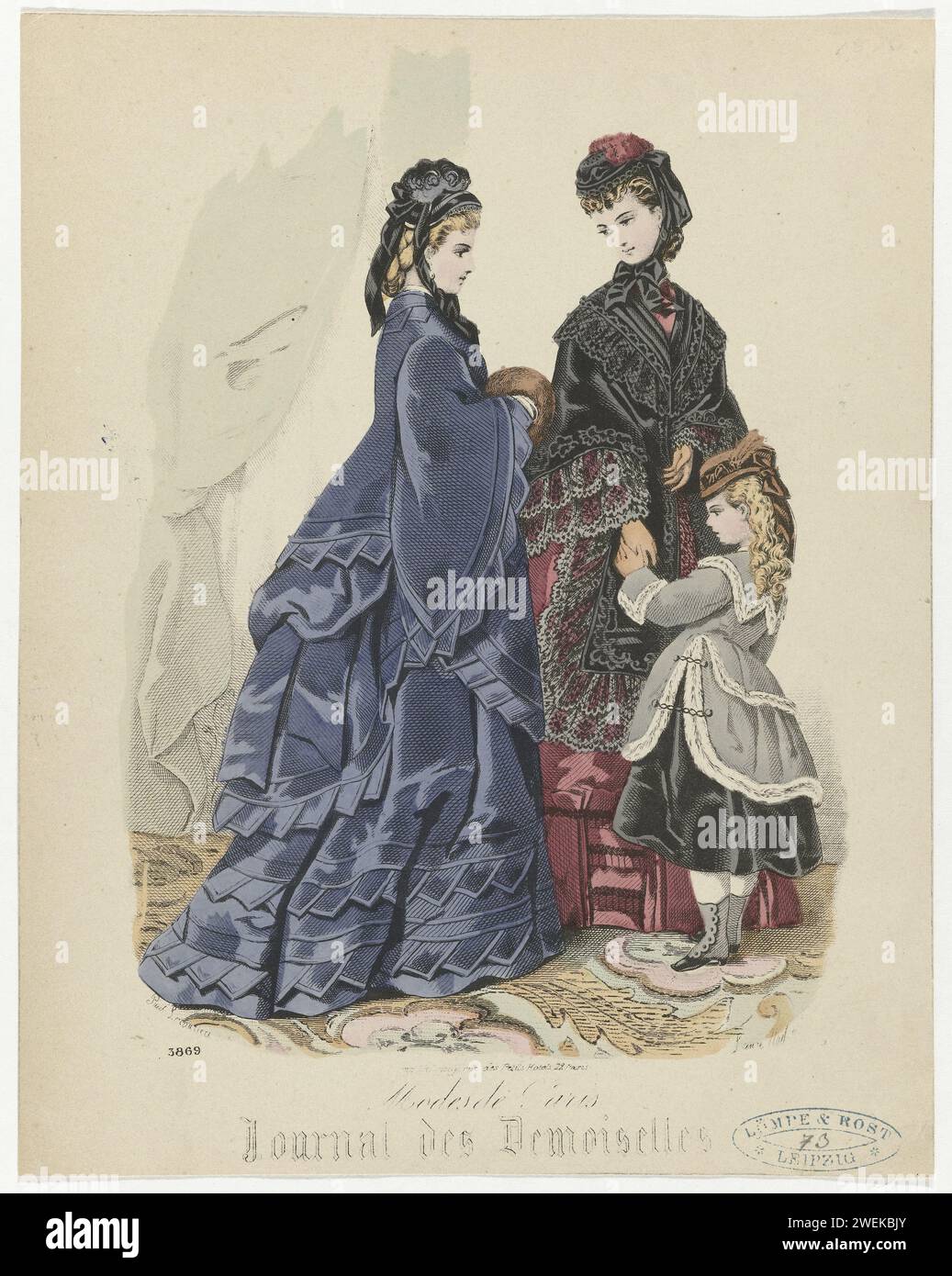 Journal des Demoiselles, Mode de Paris, 1873, No. 3869, 1873 Two women ...