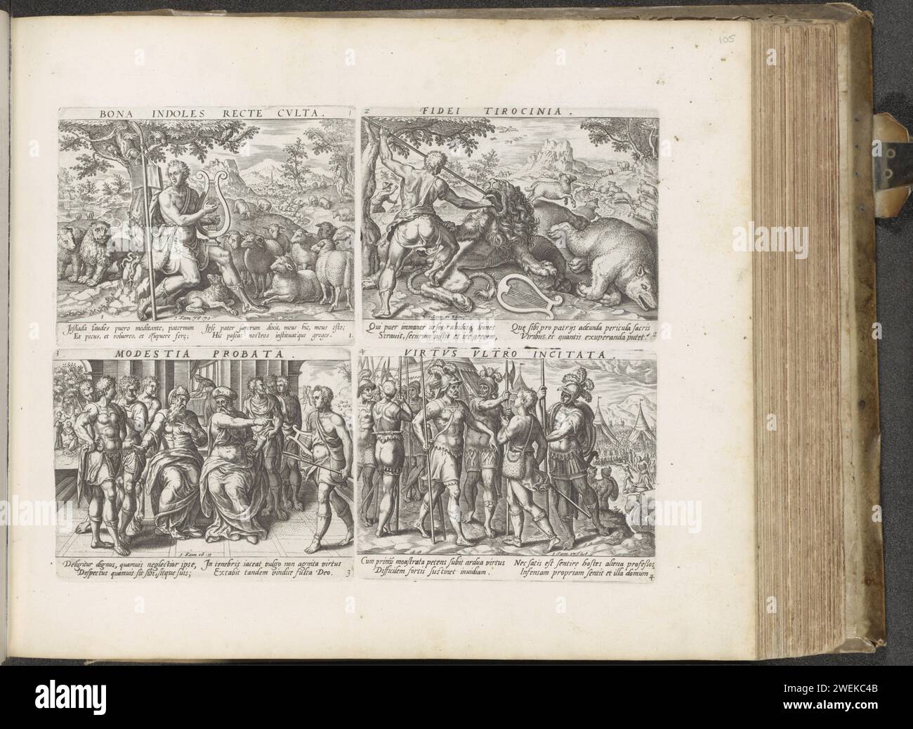 David plays on his harp / david kills the lion and the bear / david by ...