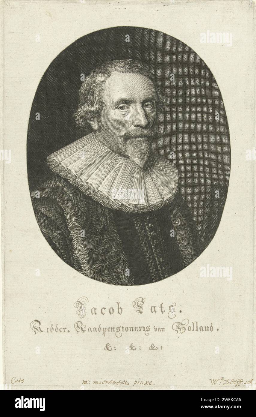 Portrait of Jacob Cats at the age of 57, Willem Jacobsz Delff, after ...