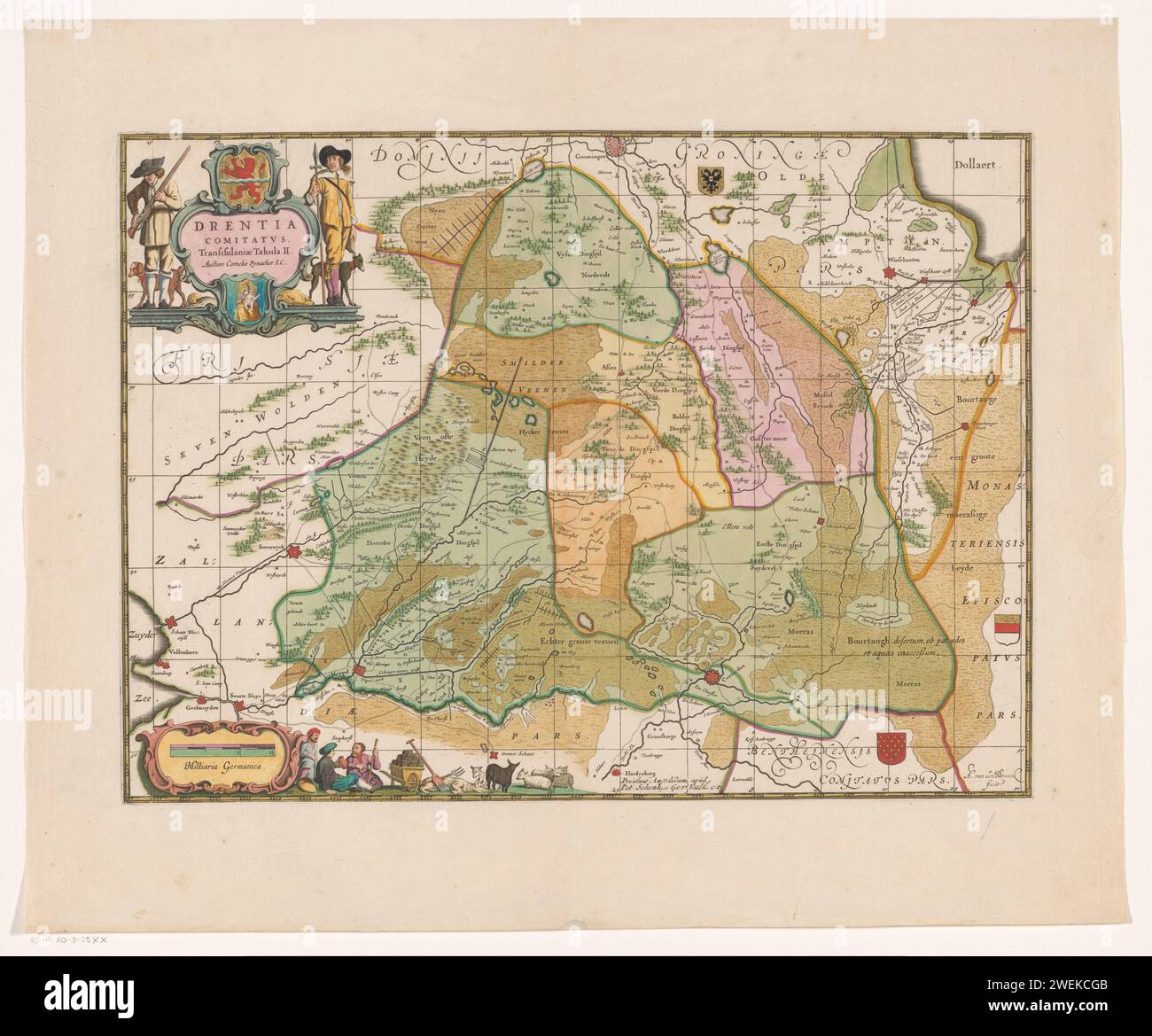 Map of Drenthe, Abraham van den Broeck, 1675 - 1711 print At the top ...