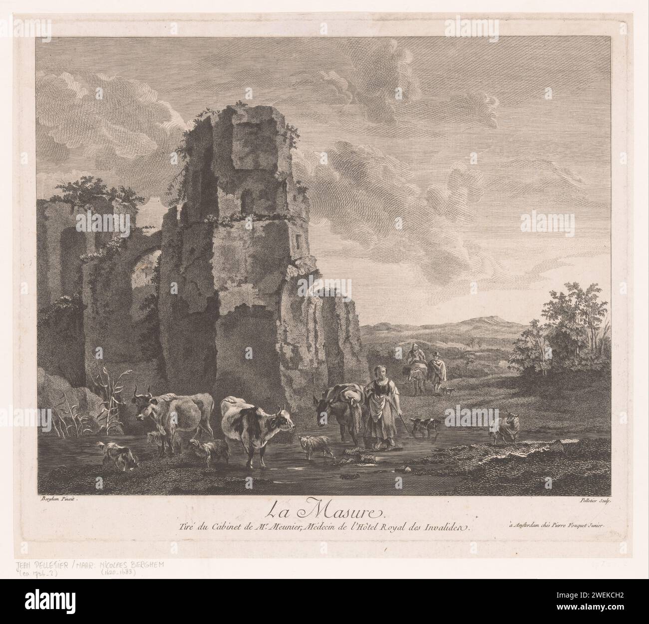 Landscape with shepherds and herd, Jean Pelletier, After Nicolaes ...