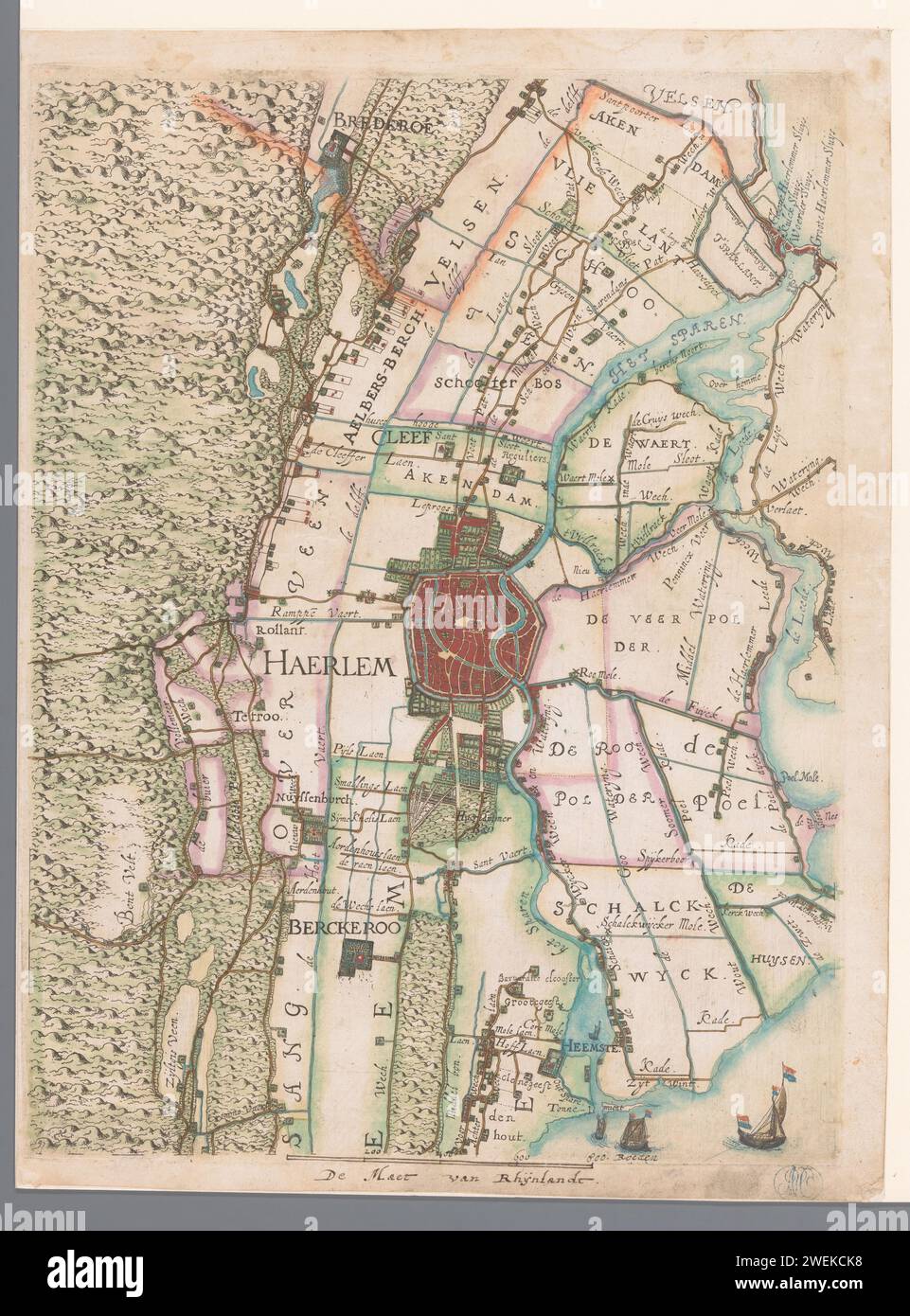 Part of a map of Rijnland, with Haarlem and the surrounding area ...