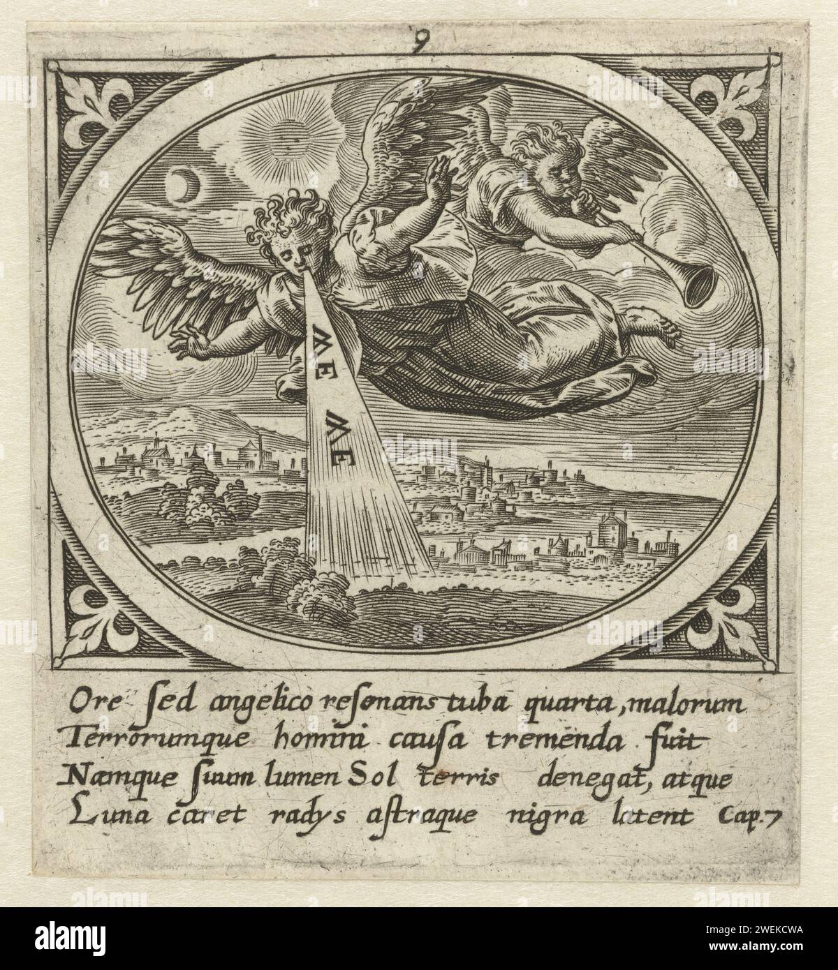 Fourth Engel blows on Bazuin, 1585 print The fourth angel blows on the ...
