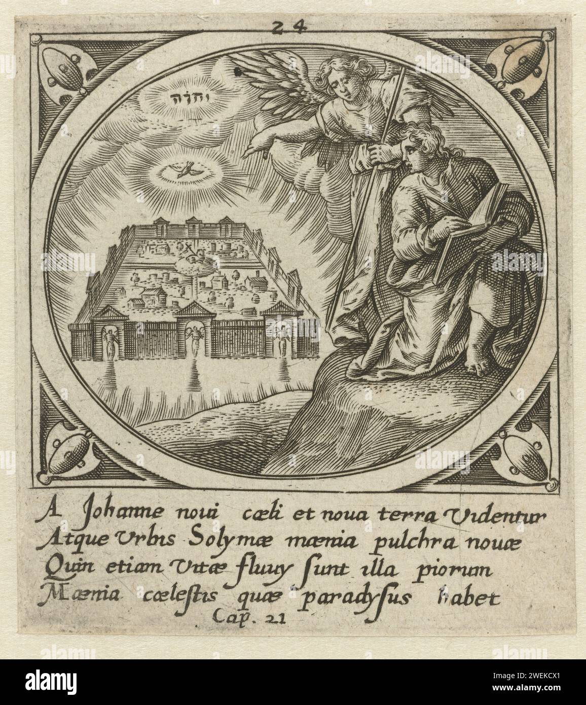 Engel shows John the New Jerusalem, 1585 print An angel shows John the ...