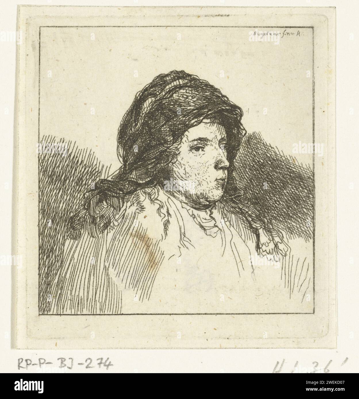 Portrait bust of a woman with cloth around her head, Ernst Willem Jan ...