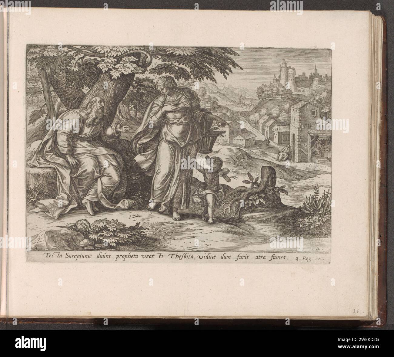 Elia and the widow of Sarefat, 1579 print Elia meets the widow of ...