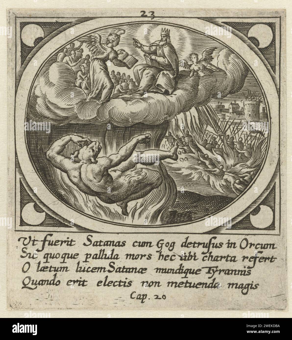 Last judgment and the devil thrown into the pool of fire, 1585 print ...