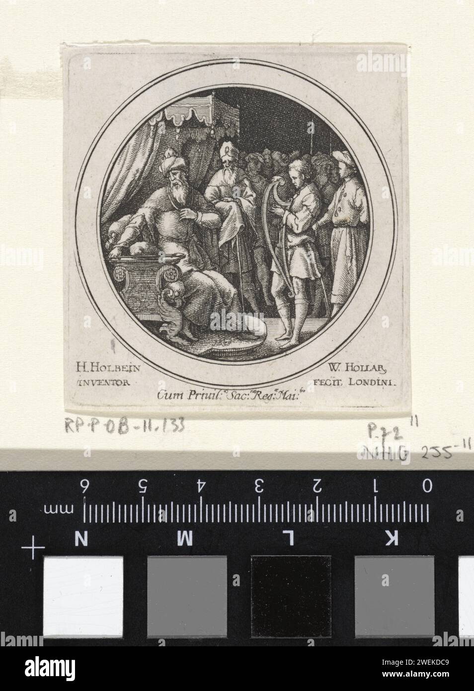 David plays Harp for Saul, Wenceslaus Hollar, after Hans Holbein (II ...