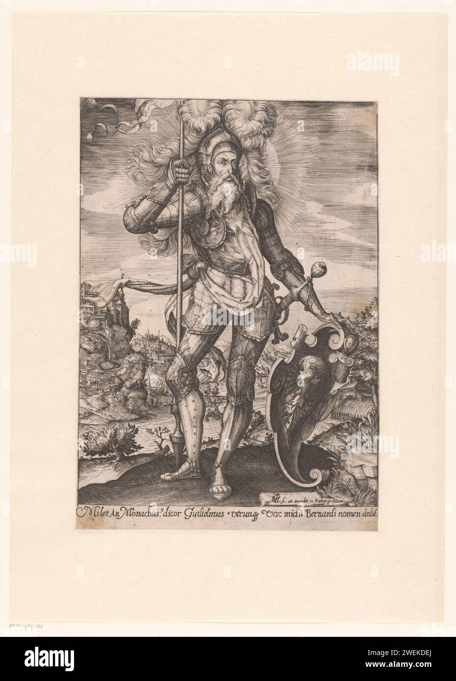 Holy Willem van Aquitania as a knight in a landscape, Martin Martini ...