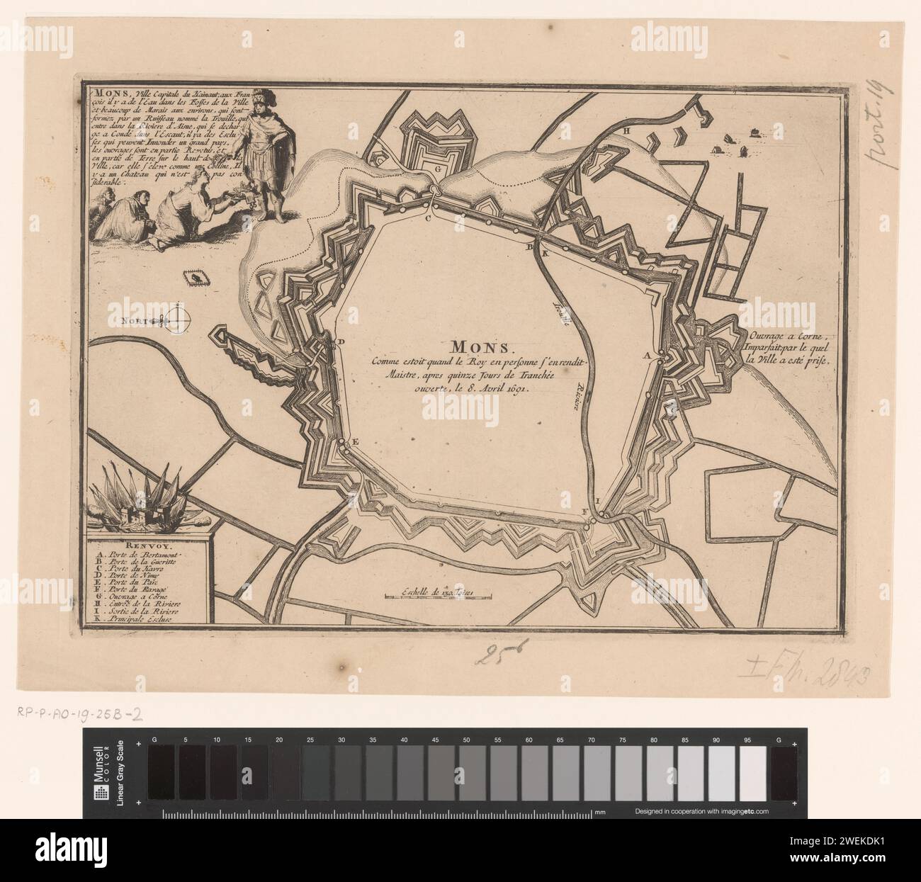 Vesting map of Bergen (Mons), Anonymous, 1690 - c. 1702 print Fortress ...
