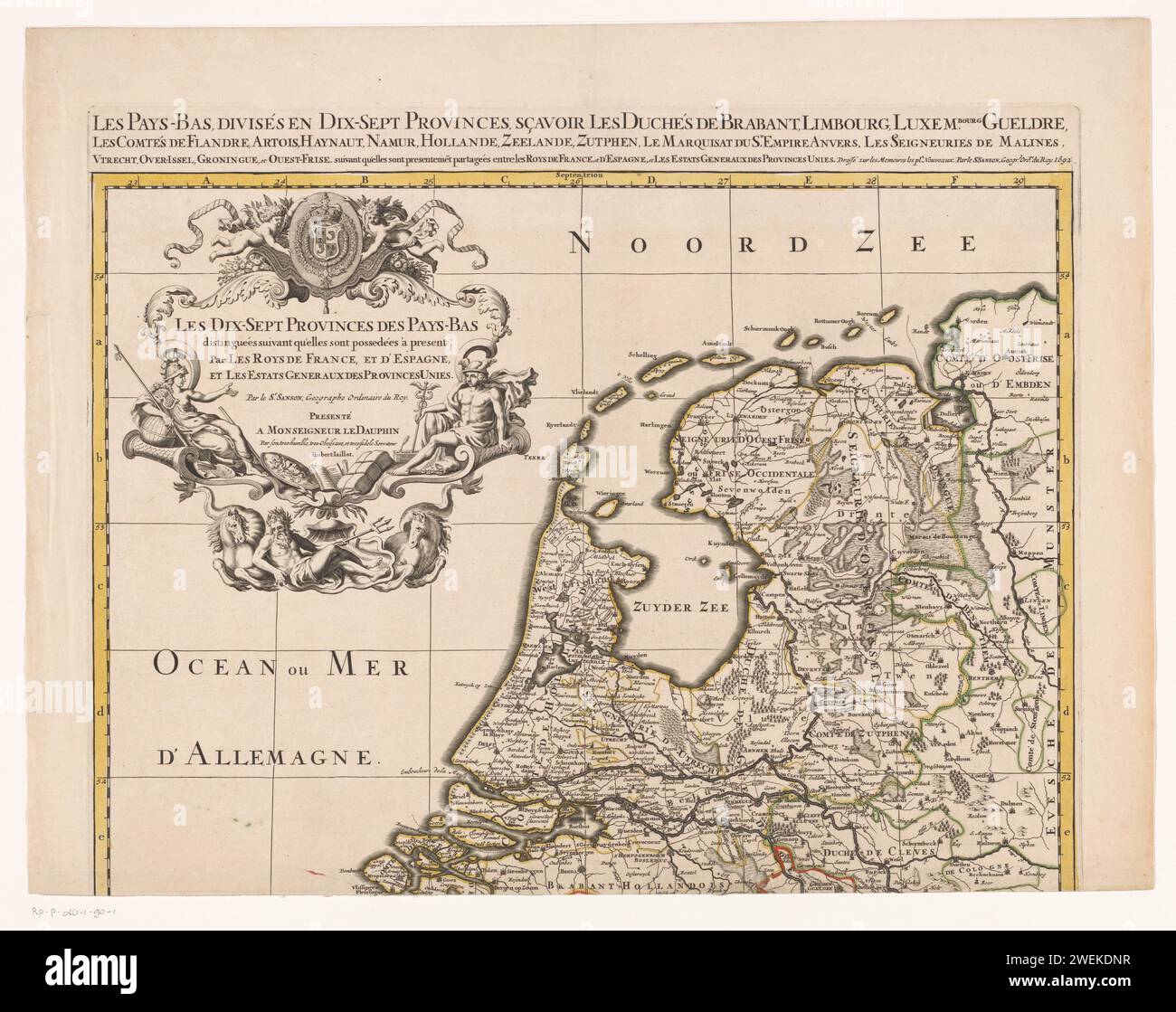 Map of the seventeen provinces (upper part), 1692 print Top part of a ...