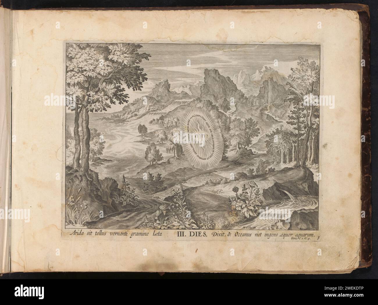 Third Creation Day: Divorce of Land and Water, 1646 print A coastal ...