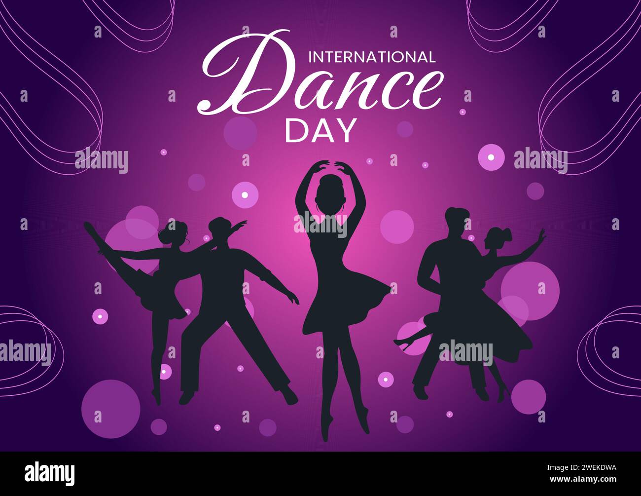 Dance Day Social Media Background Flat Cartoon Hand Drawn Templates ...