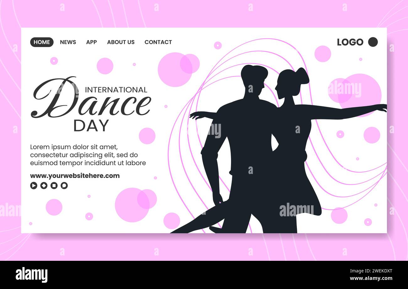 Dance Day Social Media Landing Page Cartoon Hand Drawn Templates ...