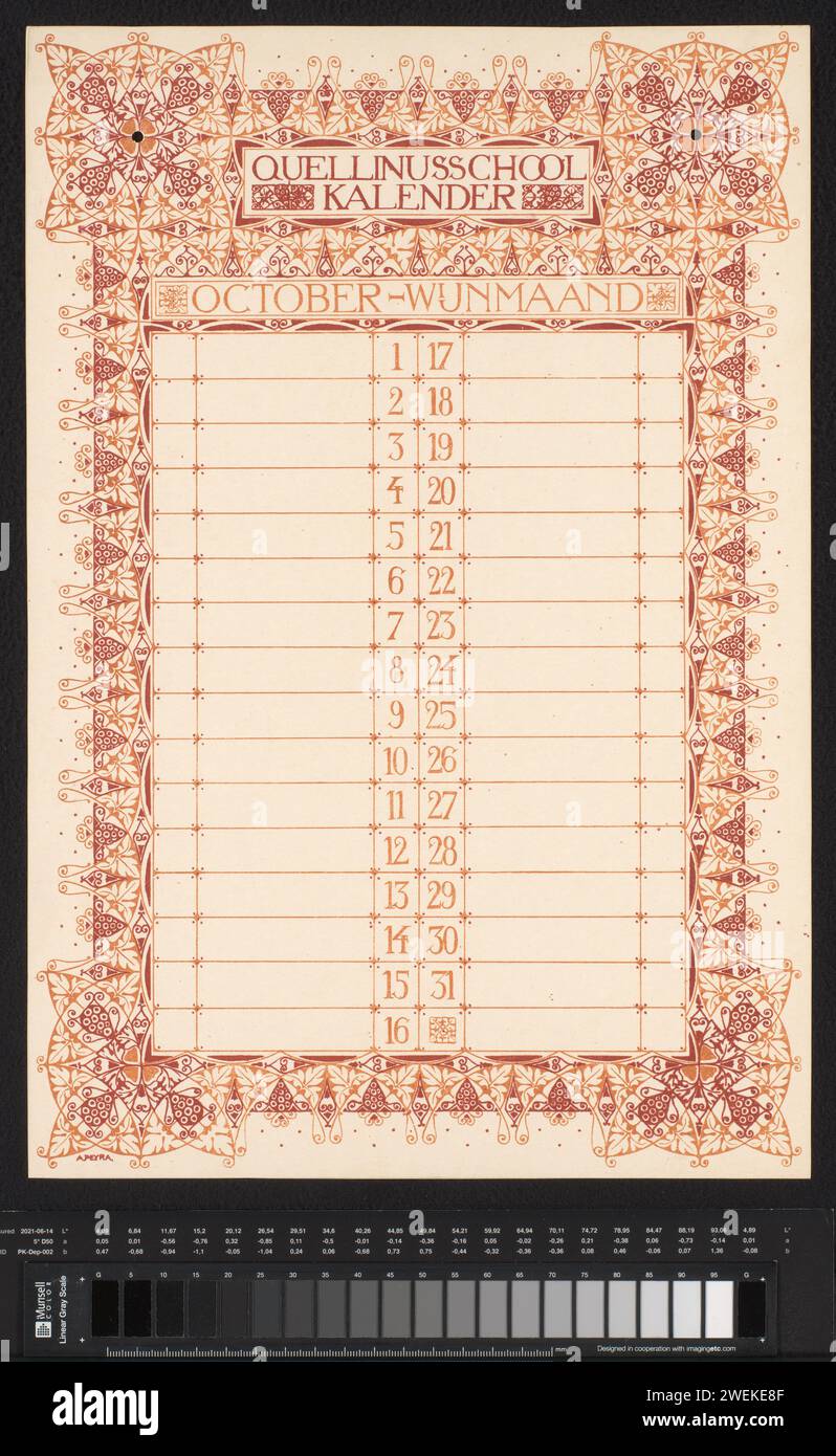 Calendar magazine for the wine month, October, of a calendar of arts ...