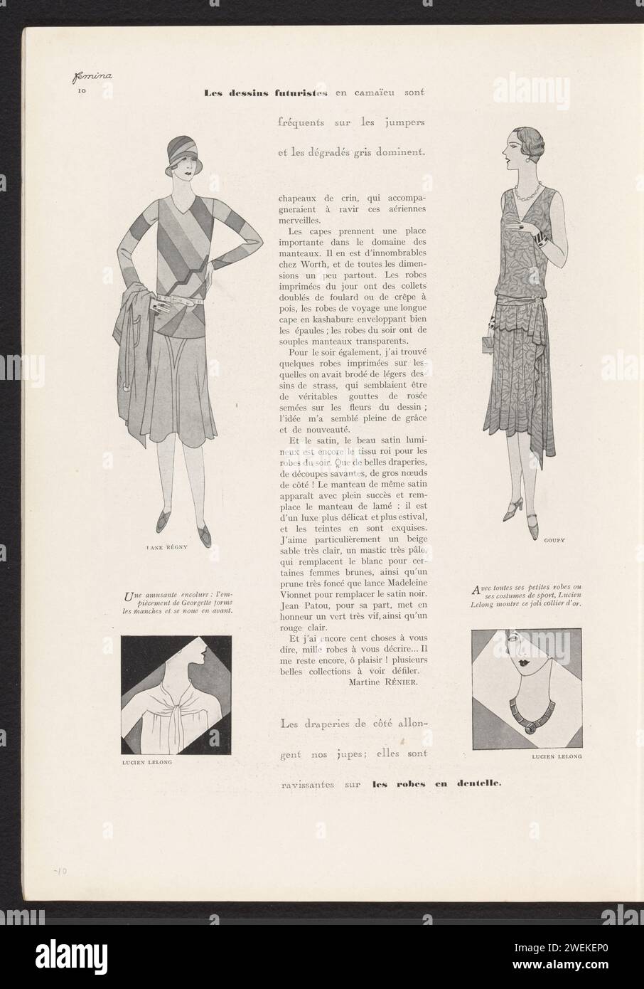 Femina, Mars 1928: 10: Two standing women in dresses by Jane Régny and ...