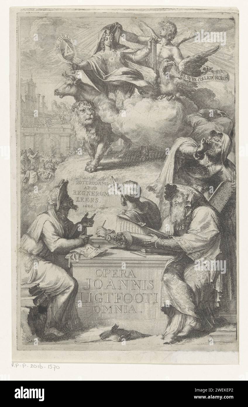 Allegorical figure with Jewish man, Romeyn de Hooghe, 1686 print A ...