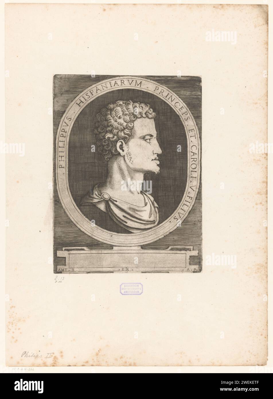 Portrait bust of Philip II, king of Spain, monogramemist AP (engraver ...