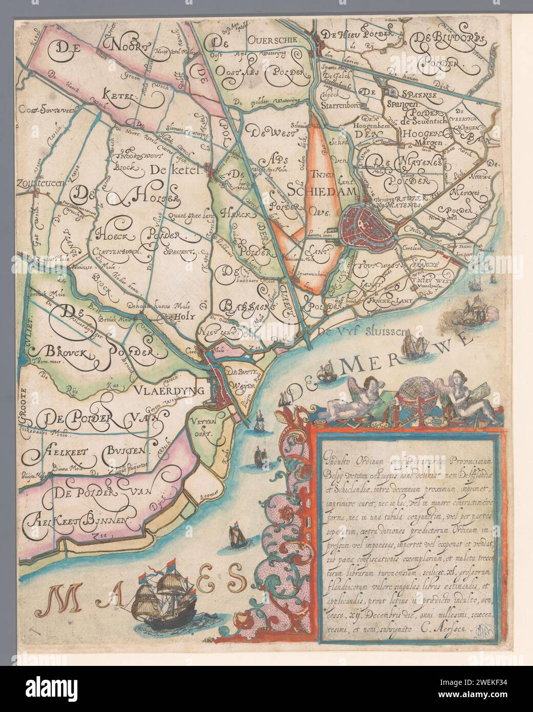 Map of the Delfland Water Board, with Schiedam and the surrounding area ...
