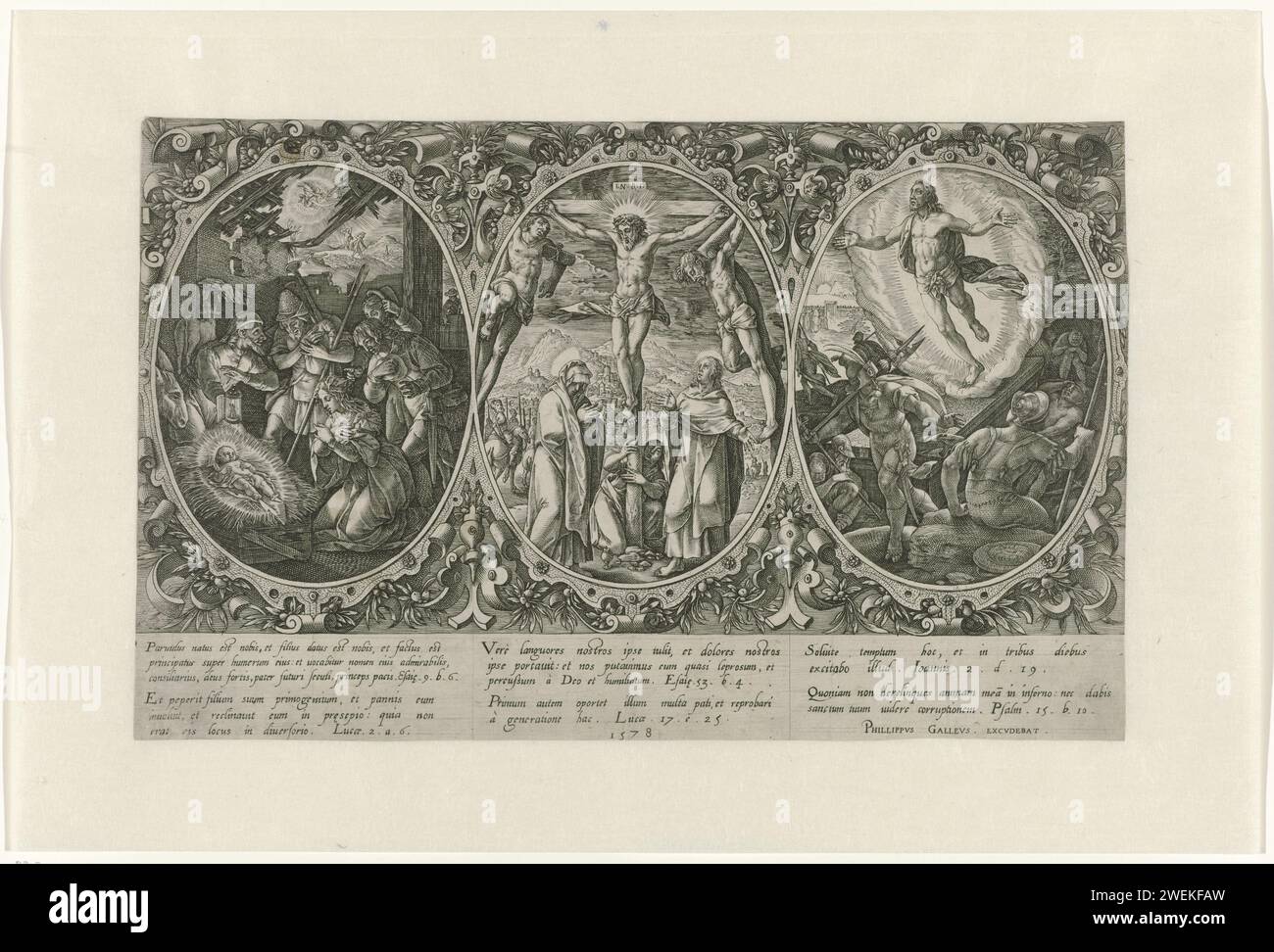 Worship by the shepherds; Crucifixion; Resurrection of Christ, Philips ...