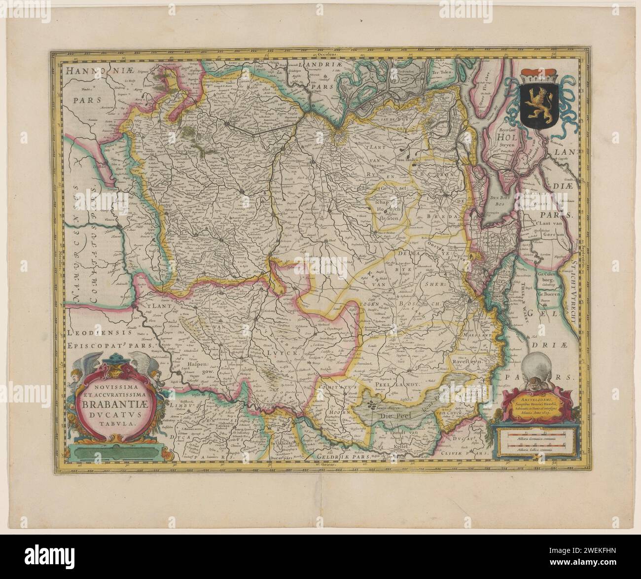 Map of the Duchy Brabant, Anonymous, 1633 print Map of the Duchy of Brabant. Bottom left the ...