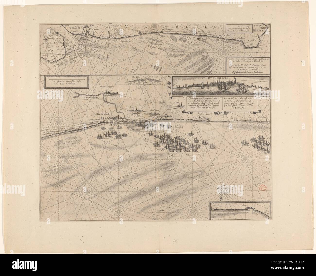 Sea map of the coast of Flanders, from Walcheren to Calais, Anonymous ...