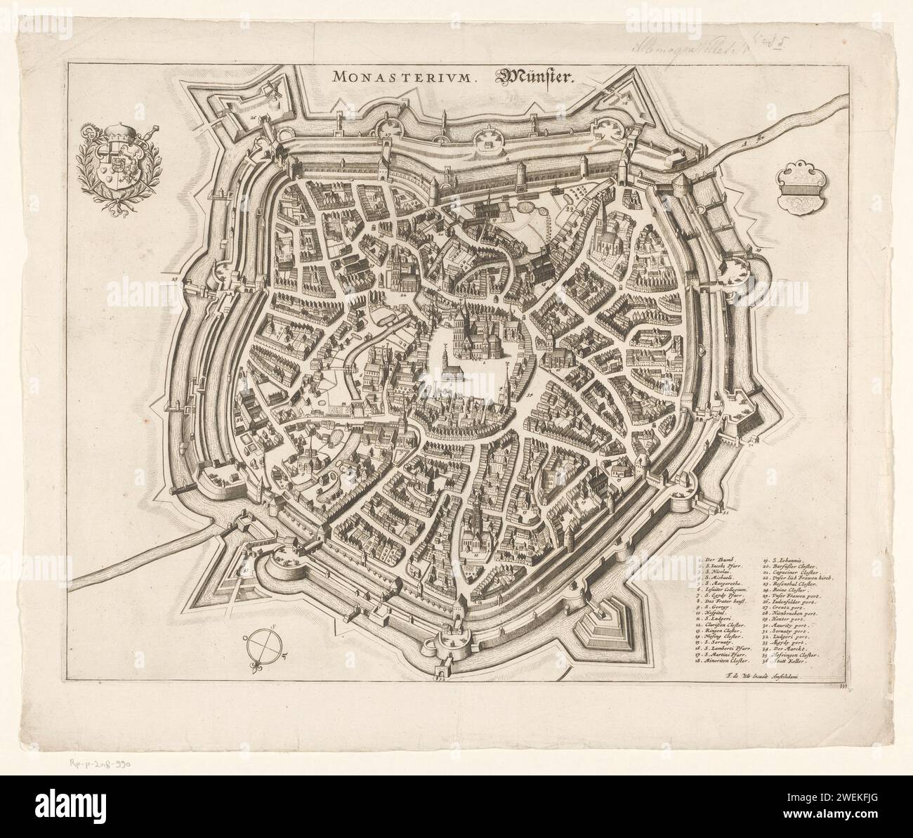 Map of Münster, anonymous, after 1695 - 1728 print Map of Münster, with ...