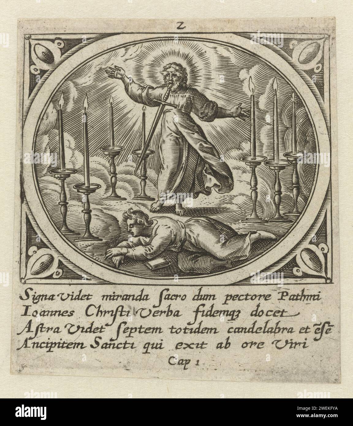 Visioen of the Seven Golden Lamp Standards, 1585 print Christ, in the ...