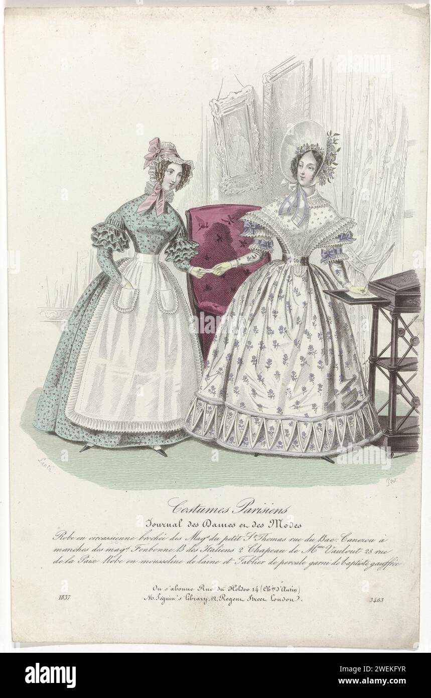 Journal of the ladies and fashions, Parisian costumes, 1837, (3463 ...
