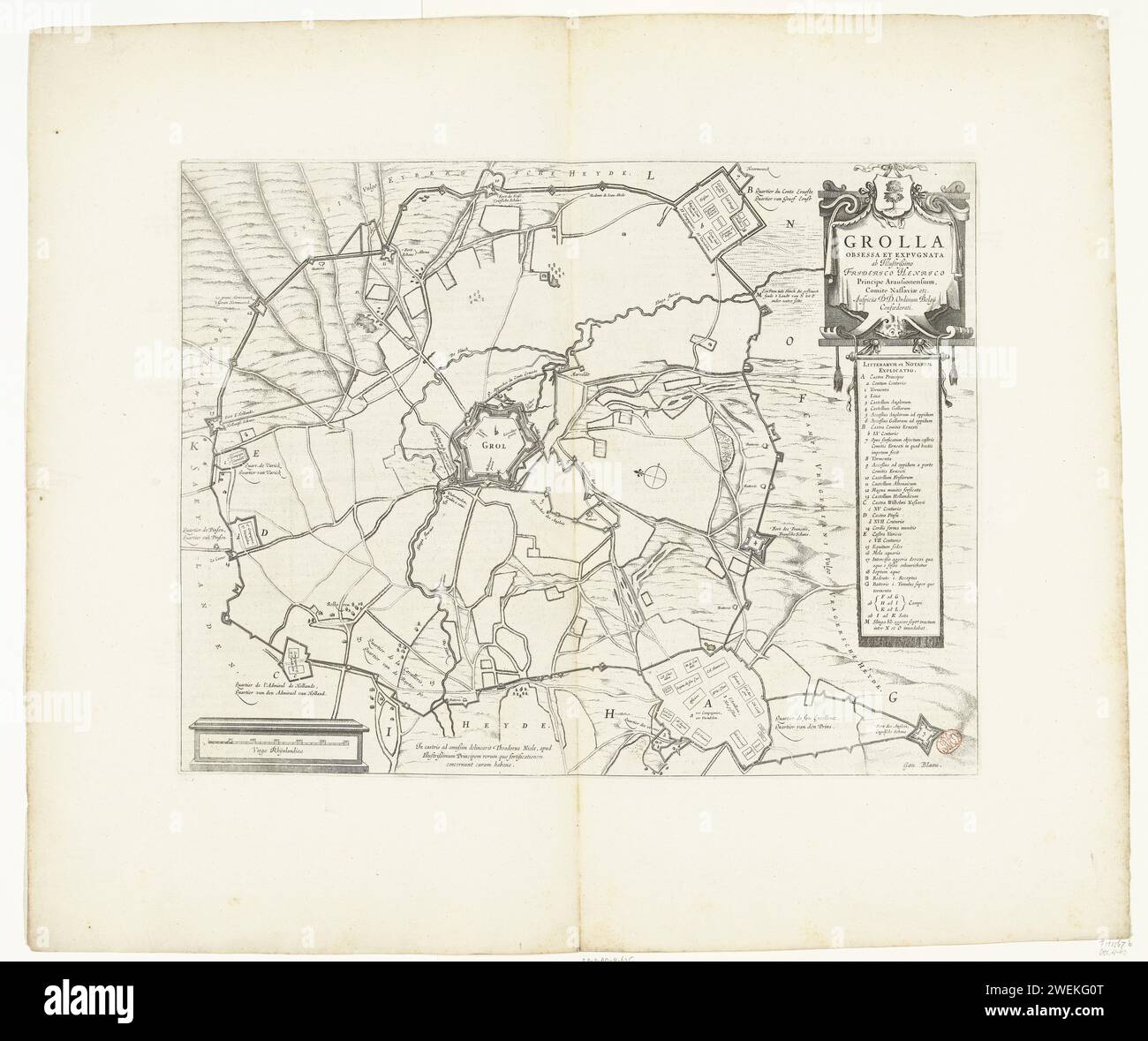 Siege of Grol, 1627, 1647 - 1649 print Map of the siege of Groenlo ...