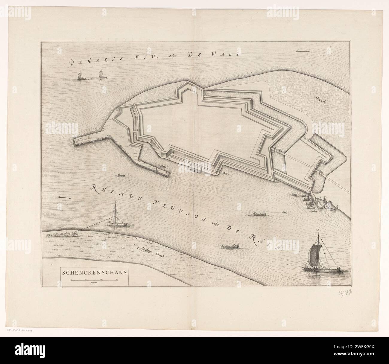 Vesting map of Schenkenschans, Anonymous, 1652 print Map in a nutshell ...
