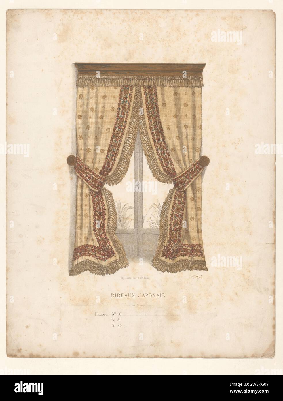 Windows, Anonymous, 1800 - 1900 print A window with draped curtains ...