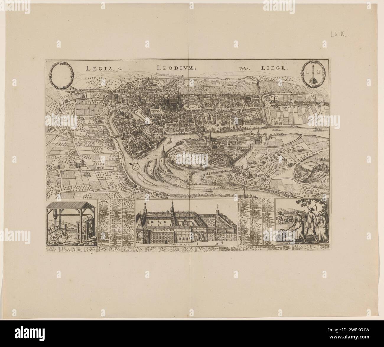 Map of Liège, Wenceslaus Hollar, After 1695 - 1728 print Map of Liège ...