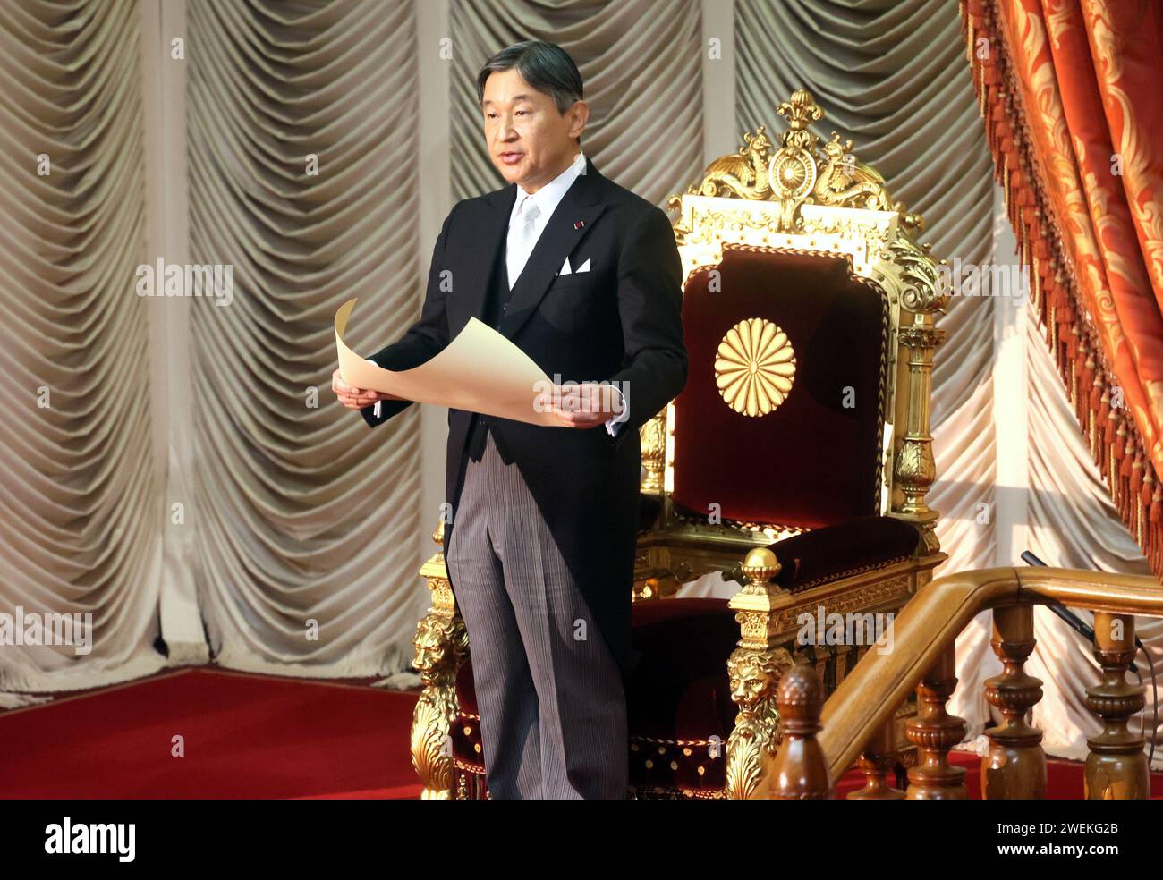 Tokyo, Japan. 26th Jan, 2024. Japanese Emperor Naruhito gives an ...