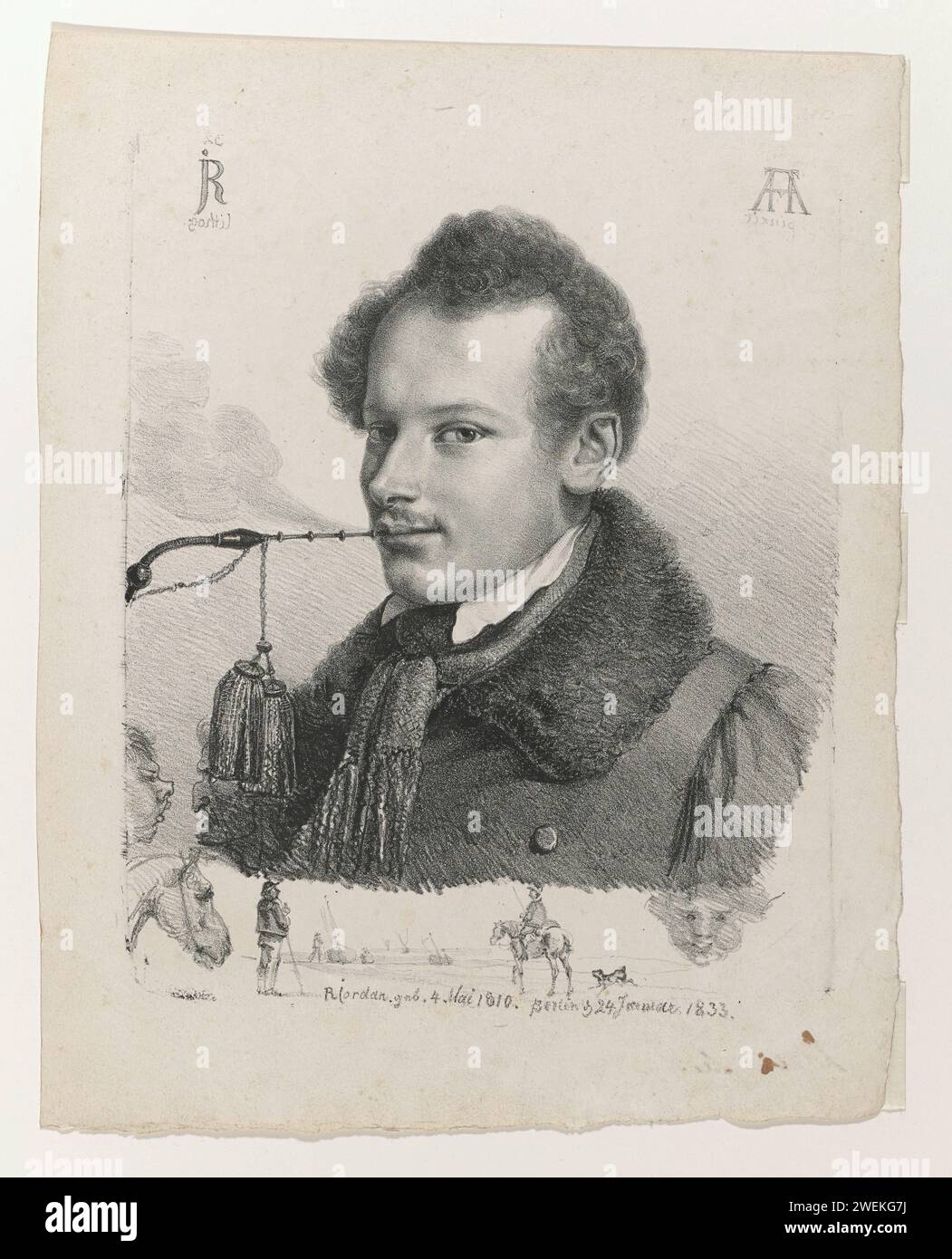 Portret van Rudolf Jordan, Rudolf Jordan, after Andreas Achenbach, 1833 ...