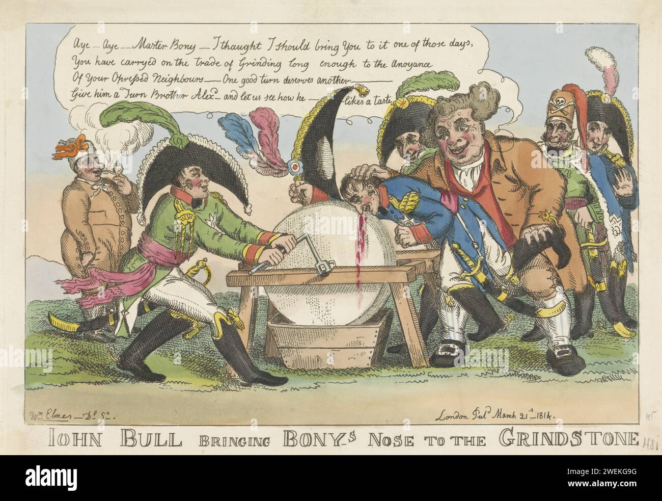 Napoleon on the sharpening stone, 1814, 1814 print Cartoon in which ...