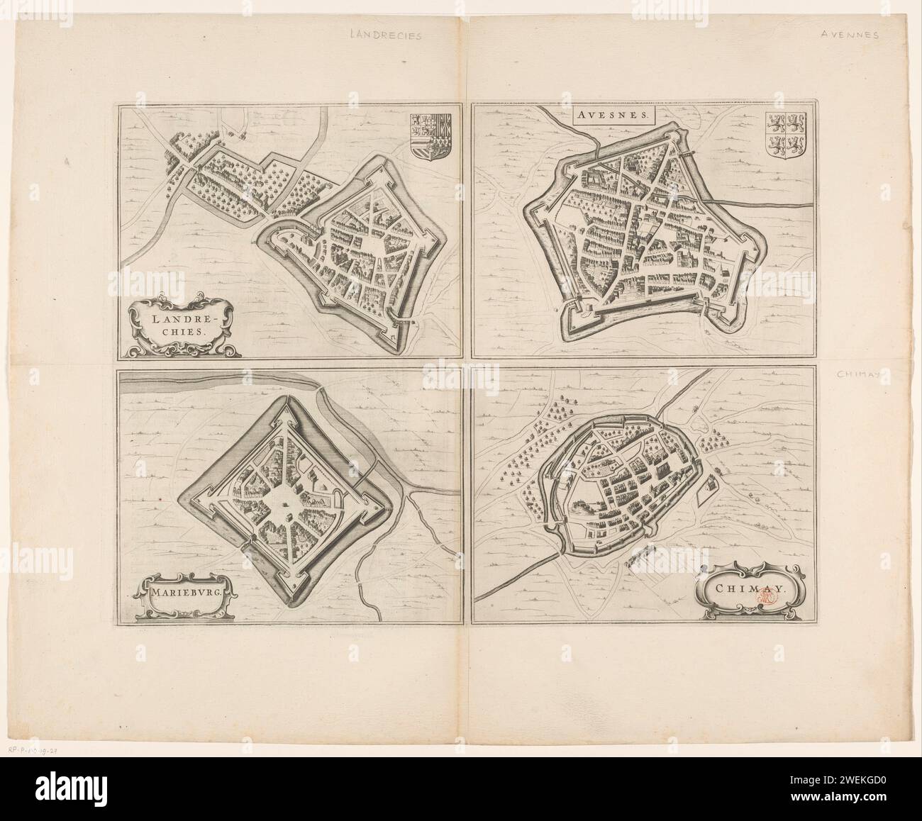 Map of Landeschie, Avennes, Chimay and Mariembourg, Anonymous, 1652 print At the top left a map ...